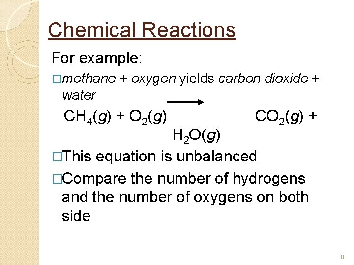 Chemical Reactions and Balancing Equations 1 Evidence of
