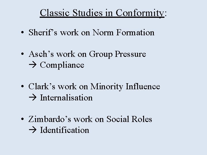 Conformity A change in behaviour due to real