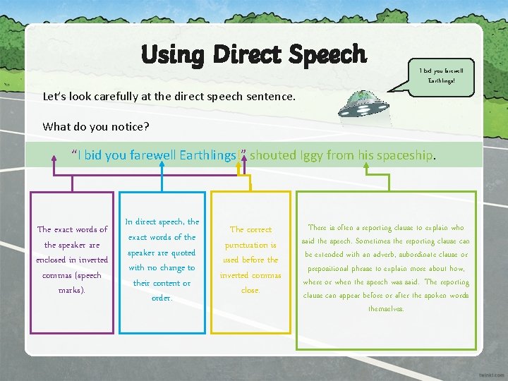Using Speech within Writing Within writing there are