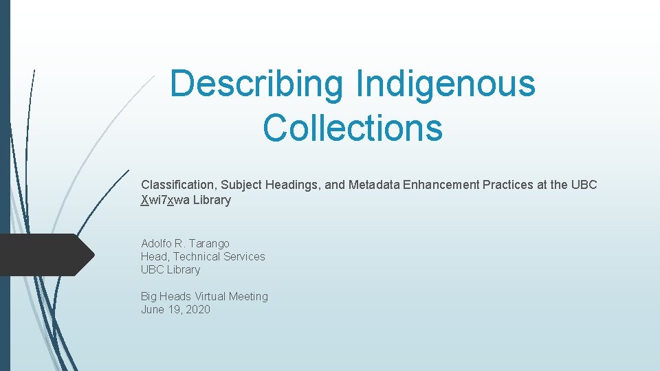 Describing Indigenous Collections Classification Subject Headings and ...
