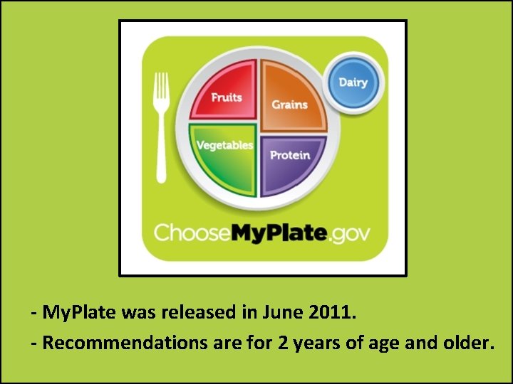 My Plate was released in June 2011 Recommendations