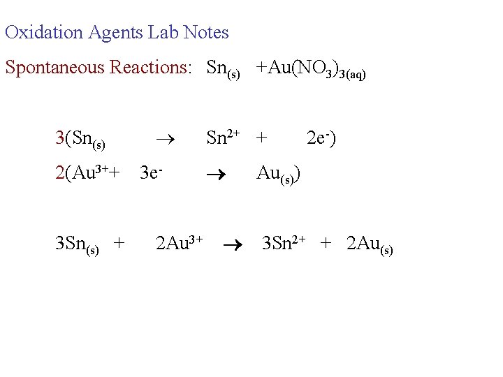 Electrochemistry Lesson 2 Strength of Oxidizing Agent Lab