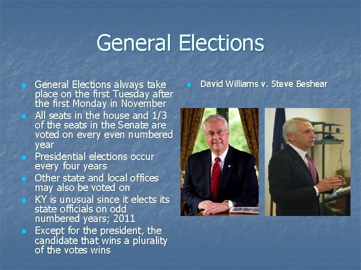 Election Campaigns Types of Elections n n Primary