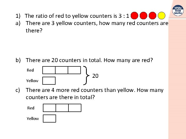 1 The ratio of red to yellow counters