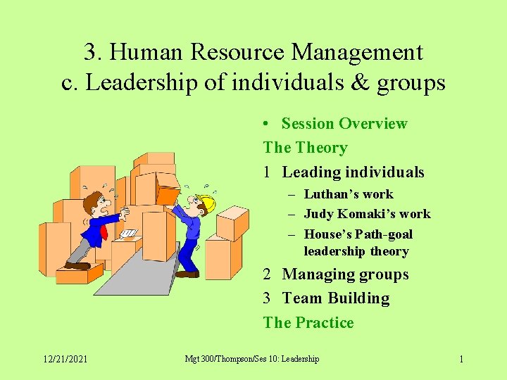 3 Human Resource Management c Leadership of individuals
