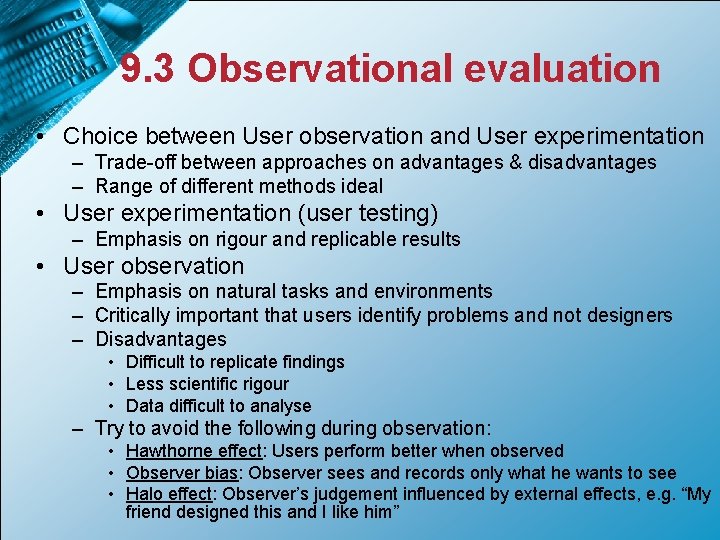 Chapter 9 Evaluation By the end of this