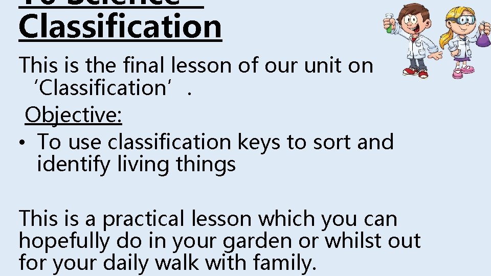 Y 6 Science Classification This is the final