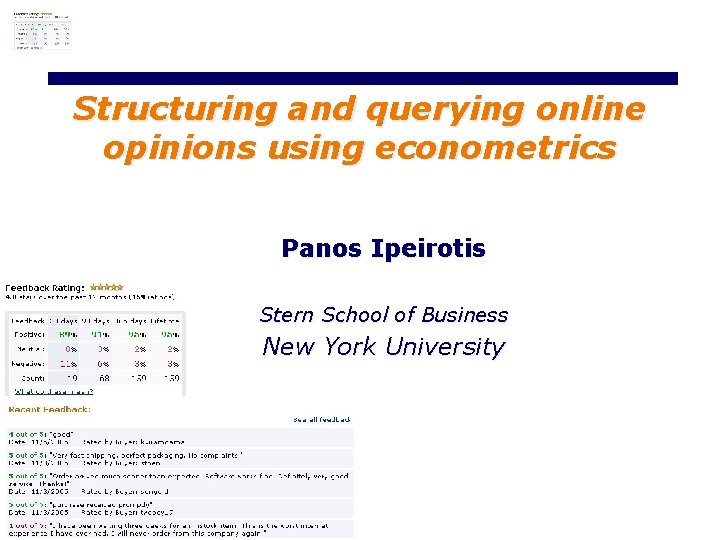 Structuring and querying online opinions using econometrics Panos