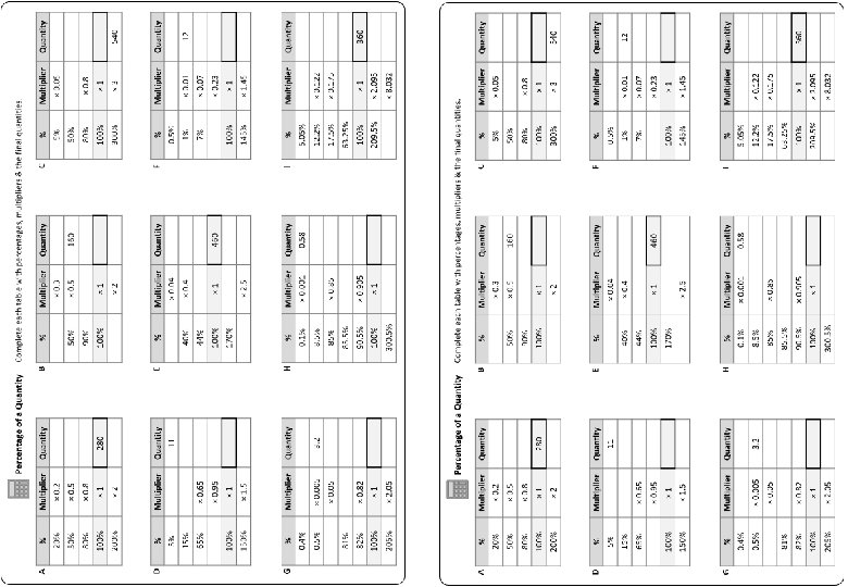 Percentage of a Quantity Calculator Worksheet A The