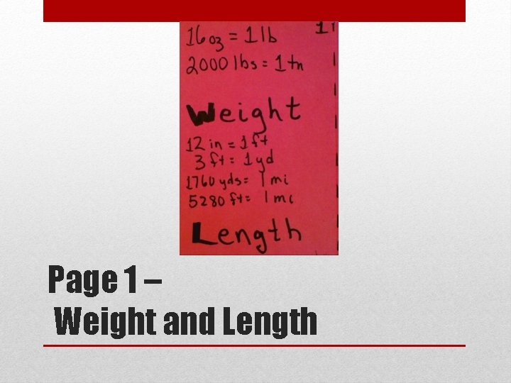 Conversion Book Unit 6 You will need Large