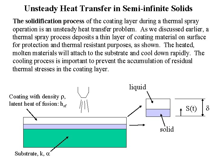 Unsteady Heat Transfer in Semiinfinite Solids The solidification