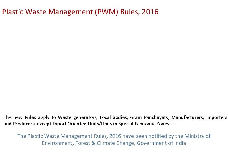 Plastic Waste Management Rules 2016 Amended vide notification