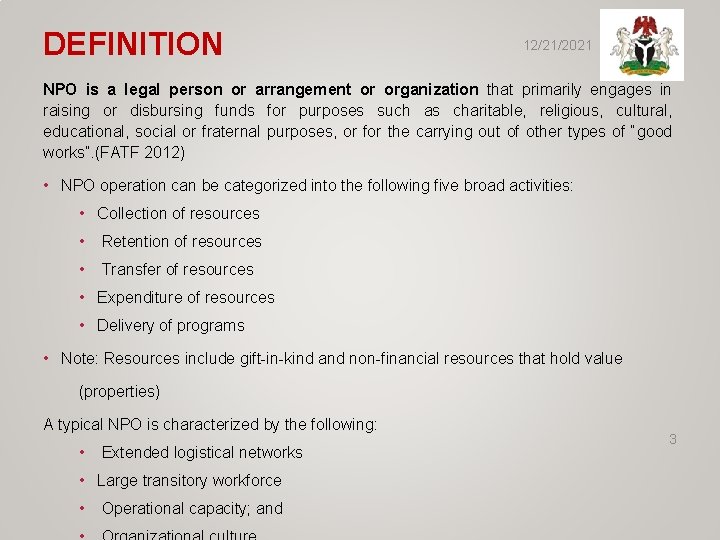 OVERVIEW OF INTERNATIONAL AMLCFT STANDARDS ON NPOS 12212021