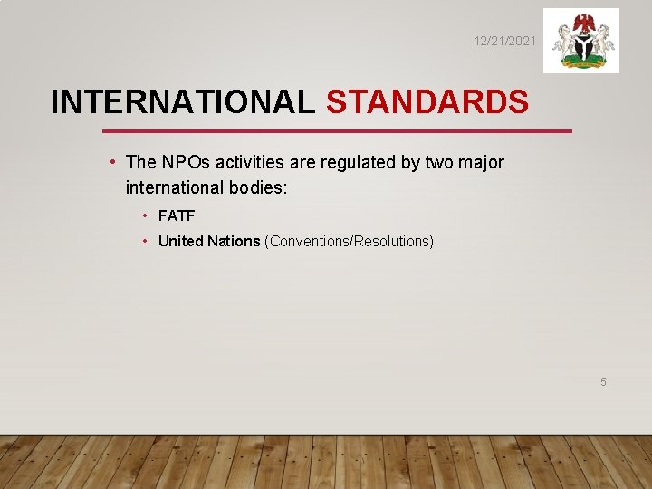 OVERVIEW OF INTERNATIONAL AMLCFT STANDARDS ON NPOS 12212021