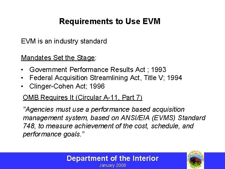 Department of the Interior CPIC Forum Better Control