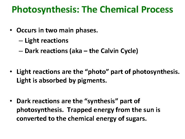 Chapter 6 PHOTOSYNTHESIS BIOCHEMICAL PATHWAY Defined asare series