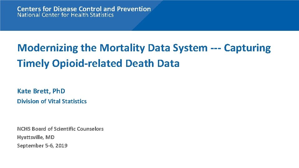 Centers for Disease Control and Prevention National Center