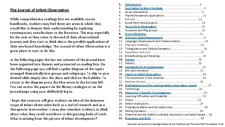 Tavistock and Portman NHS Foundation Trust Infant Observation