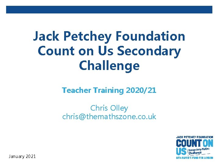Jack Petchey Foundation Count on Us Secondary Challenge
