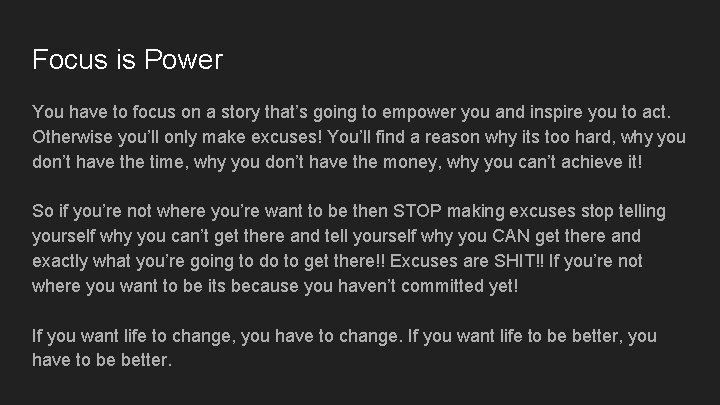 FOCUS Wheres your focus at Lets start with