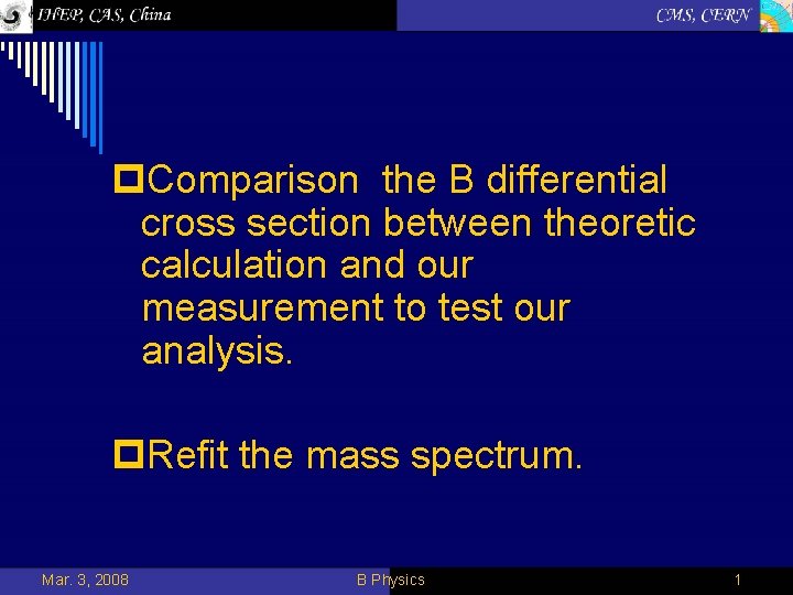 p Comparison the B differential cross section between