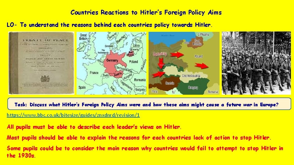 Countries Reactions to Hitlers Foreign Policy Aims LO