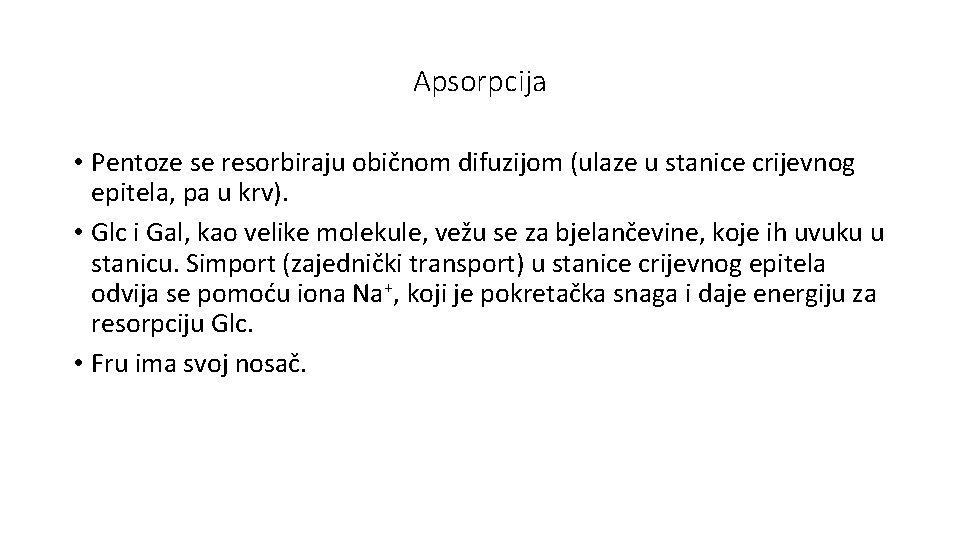 METABOLIZAM UGLJIKOHIDRATA UH SANITARNI TEHNIAR III RAZRED HIGIJENA