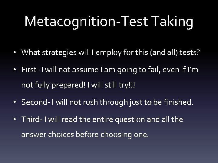 Habit of the Mind 2 Metacognition Thinking About