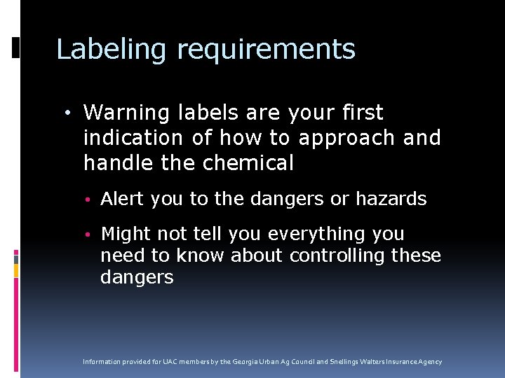 HAZARD COMMUNICATION Chemical hazards in the workplace Information
