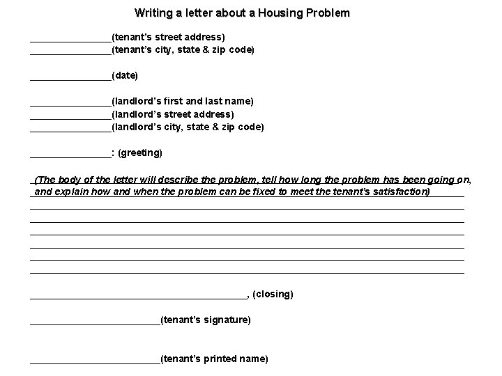 Writing a Letter About a Housing Problem Sometimes