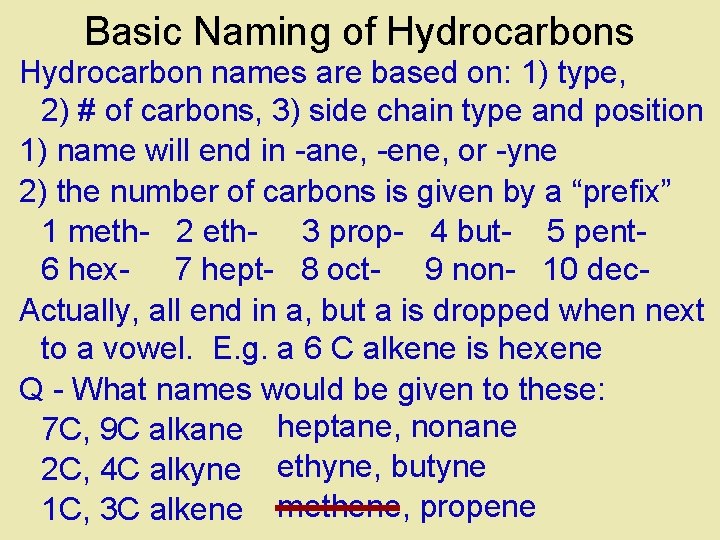 Naming Hydrocarbons nomenclature Drawing Structures Its All Good