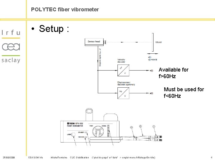 8 th stabilization meeting Optical measurement of the
