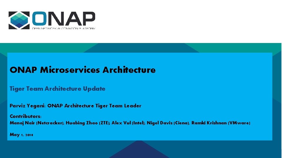 ONAP Microservices Architecture Tiger Team Architecture Update Parviz