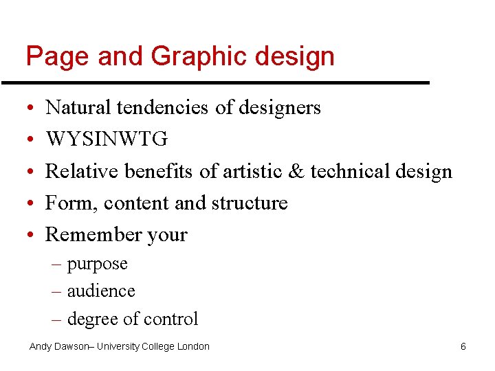 EABH SUMMER SCHOOL Web Page Construction Andy Dawson