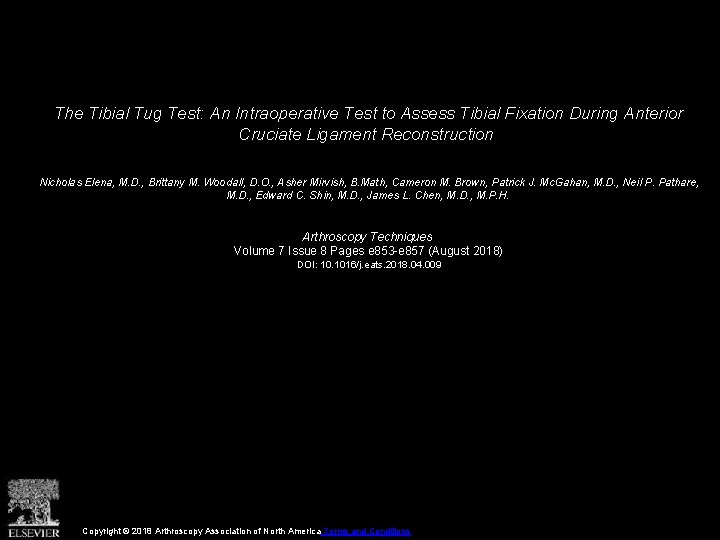 The Tibial Tug Test An Intraoperative Test to