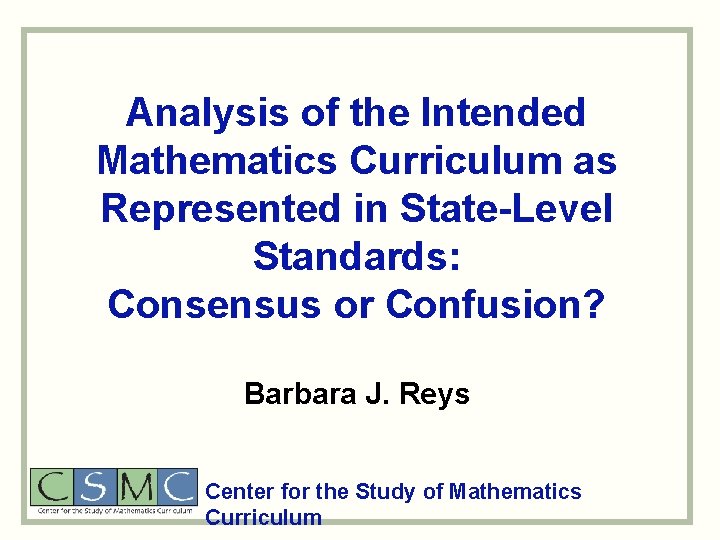 Analysis of the Intended Mathematics Curriculum as Represented