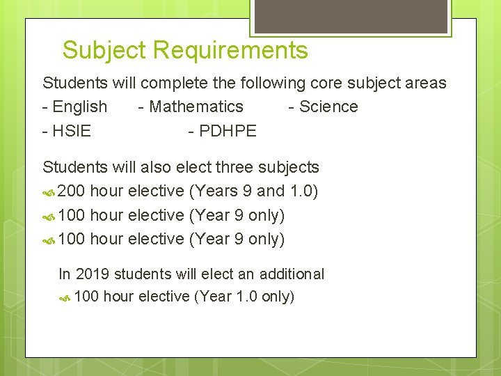 Stage 5 Subject Selection Information Evening Monday July