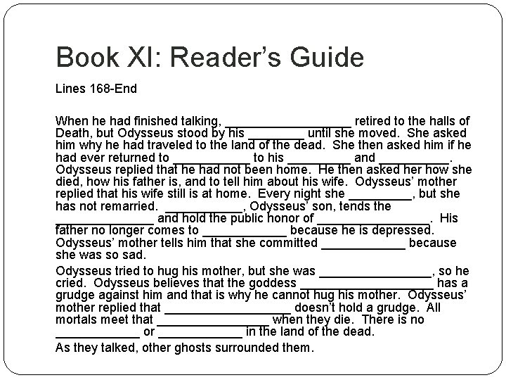 Book XI Journal and Discussion Book XI Journal