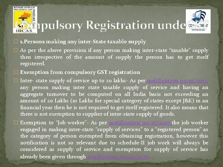 CHAPTER 2 REGISTRATION UNDER GST LAW PREPARED BY