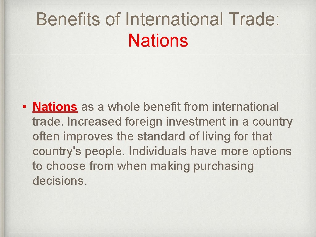 CHAPTER 4 GLOBAL ANALYSIS Objectives Describe the benefits