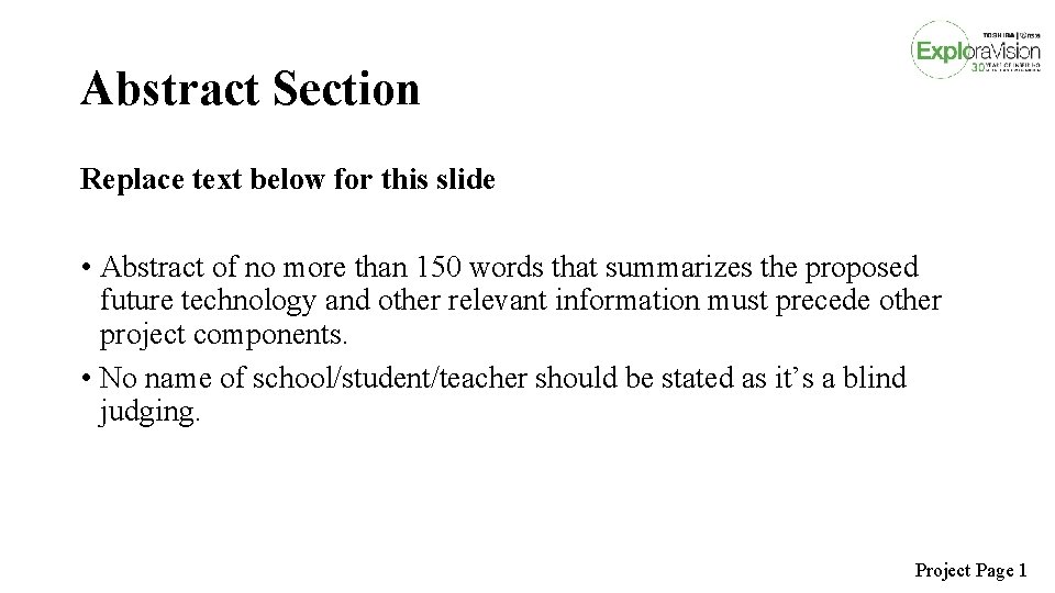 ToshibaNSTA Explora Vision Grades 4 6 Project Submission