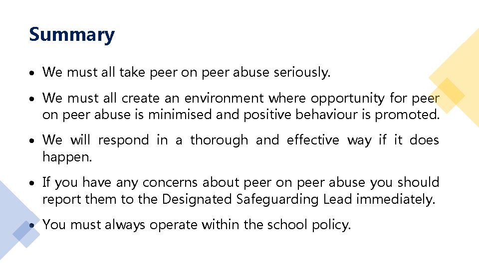 Understanding peer on peer abuse Wholestaff briefing DATE