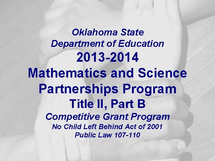 Oklahoma State Department of Education 2013 2014 Mathematics