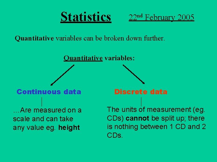 Statistics 22 nd February 2005 Why use Statistics