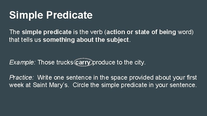 Parts of the Sentence Simple Subjects and Simple