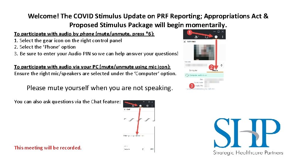 Welcome The COVID Stimulus Update on PRF Reporting
