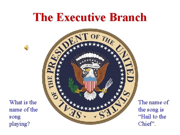 The Executive Branch What is the name of