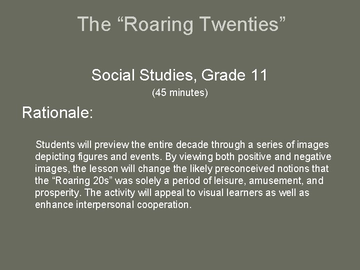 The Roaring Twenties Social Studies Grade 11 45