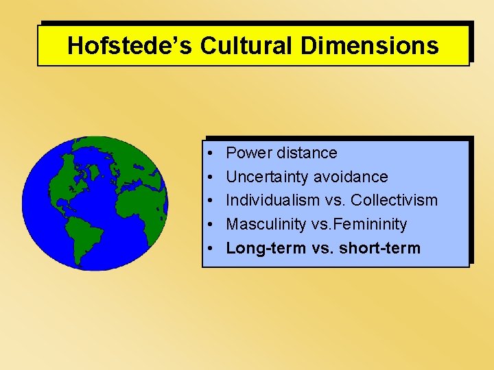 Hofstedes Cultural Dimensions Power distance Uncertainty avoidance ...