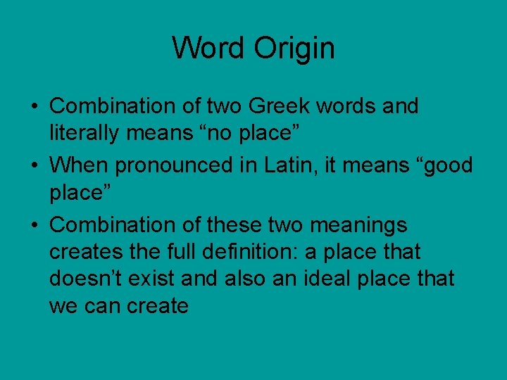 What is UTOPIA A perfect society Based on